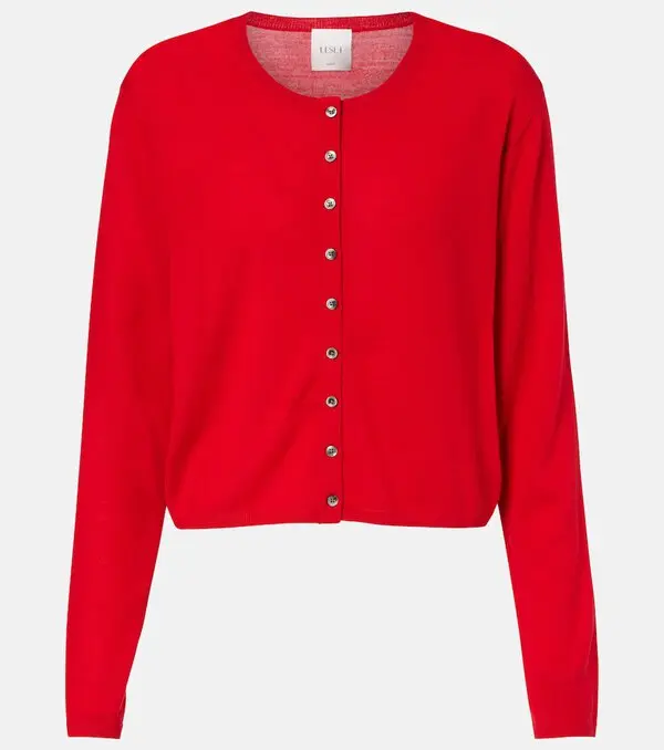 LESET Merino Wool Cardigan - Red