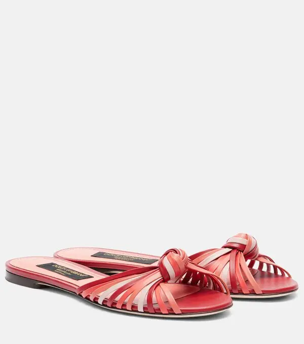 Dolce & Gabbana Bianca 2.0 Leather Slides - Red