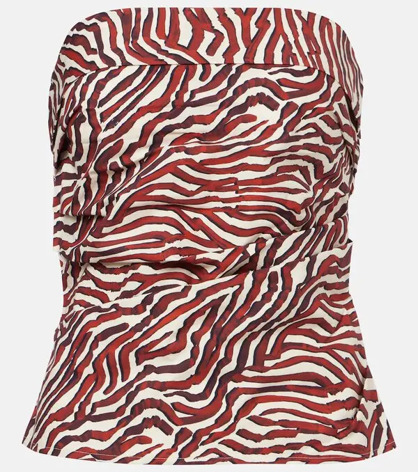Proenza Schouler Maisy Printed Cotton-blend Tube Top - Red