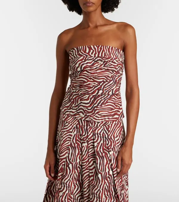 Proenza Schouler Maisy Printed Cotton-blend Tube Top - Red