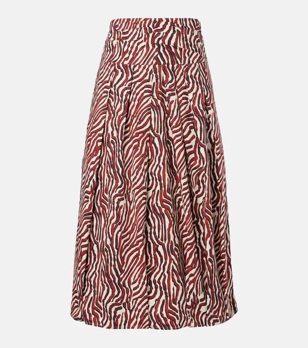 Proenza Schouler Printed Cotton-blend Midi Skirt - Red