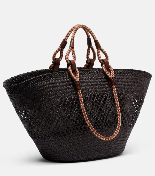 Stella McCartney Large Raffia Basket Bag With Logo Detail