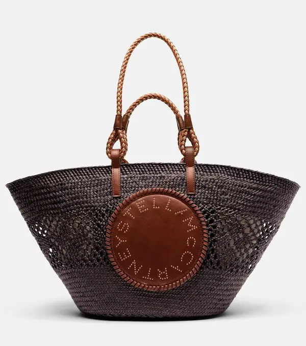 Stella McCartney Logo Raffia Basket Bag - Brown