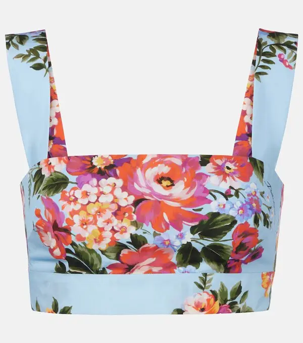 Dolce & Gabbana Floral Cotton Crop Top - Blue