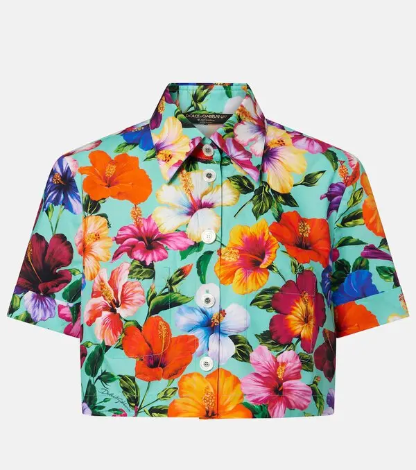 Dolce & Gabbana Floral Cotton Crop Top - Multicoloured