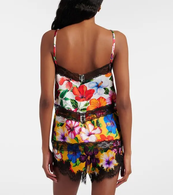 Dolce & Gabbana Floral Lace-trimmed Silk-blend Camisole