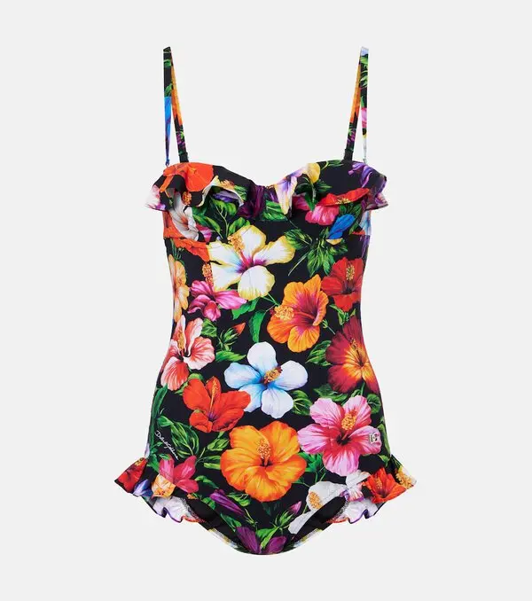 Dolce & Gabbana Floral Ruffle One-piece Swimsuit - Multicoloured
