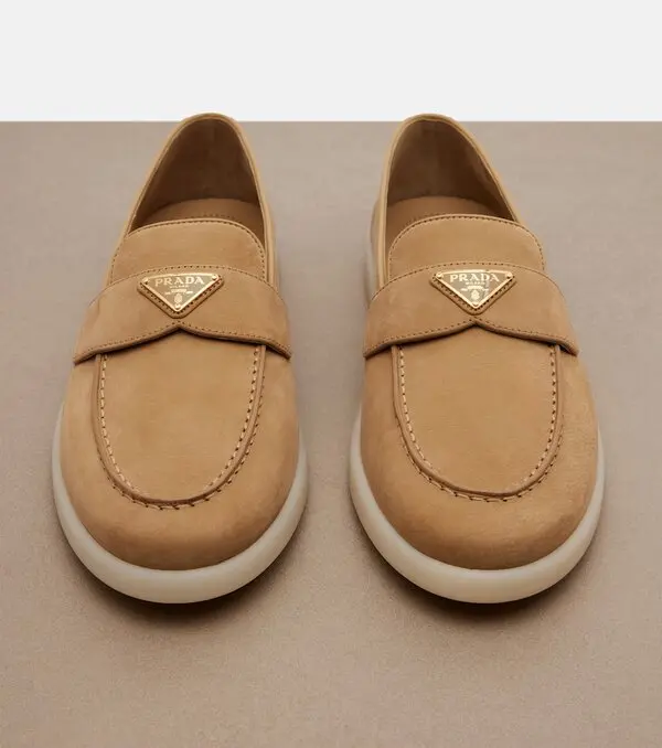 Prada Nubuck Leather Loafers - Beige