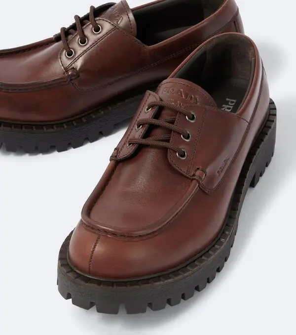 Prada Leather Loafers - Brown