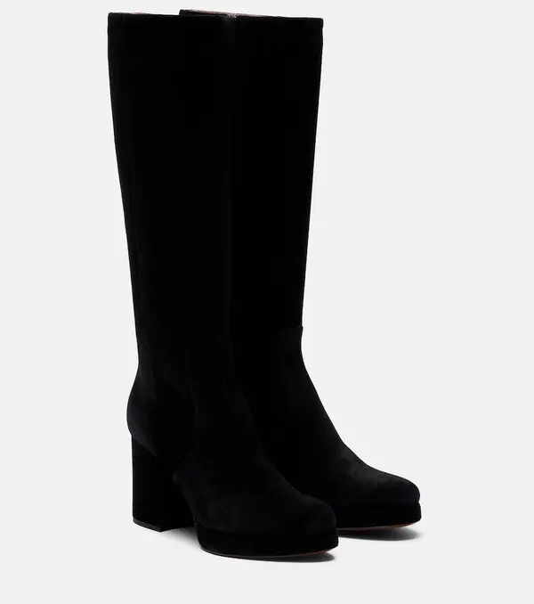Valentino Garavani Fawcette Suede Knee-high Boots - Black