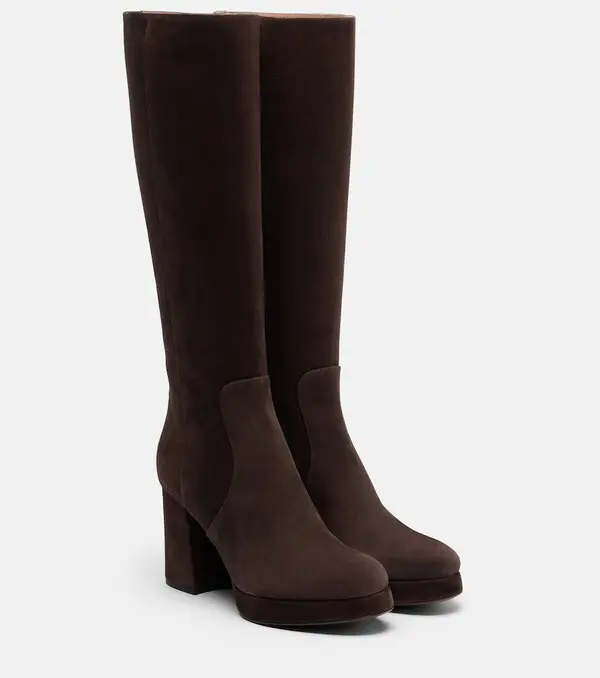 Valentino Garavani Fawcette Suede Knee-high Boots - Brown