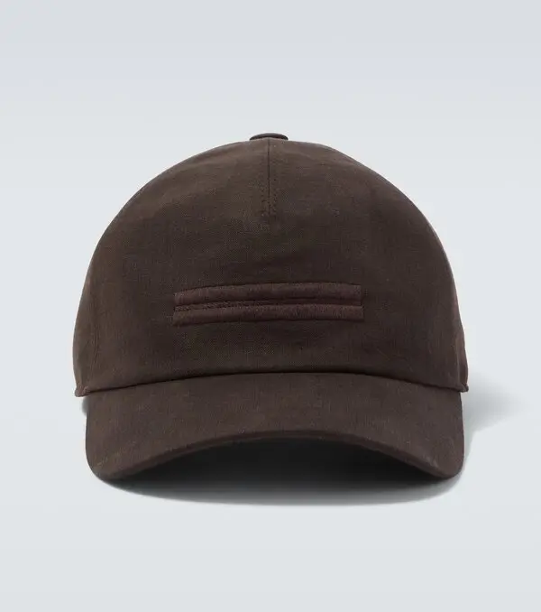 Zegna Embroidered Linen Baseball Cap - Brown