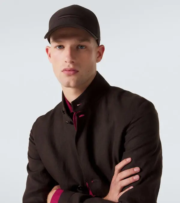 Zegna Embroidered Linen Baseball Cap - Brown