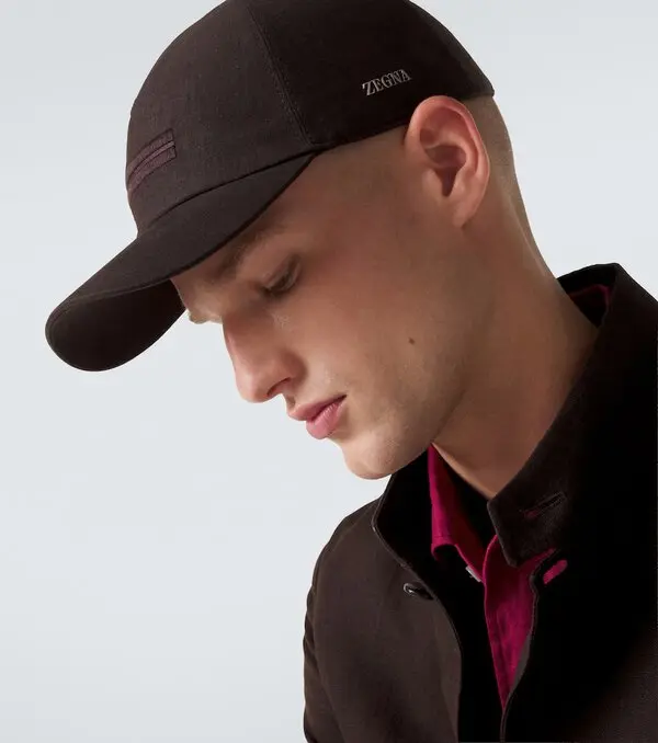 Zegna Embroidered Linen Baseball Cap - Brown