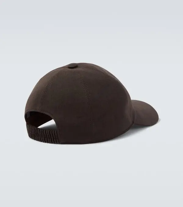 Zegna Embroidered Linen Baseball Cap - Brown