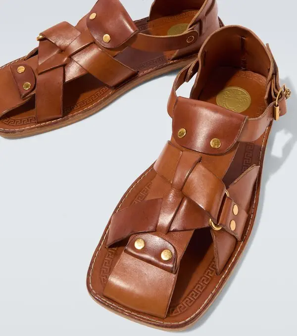 Versace Souvenir Leather Fisherman Sandals