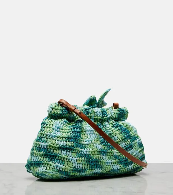 AQUAZZURA Calypso Floral Appliqué Raffia Clutch