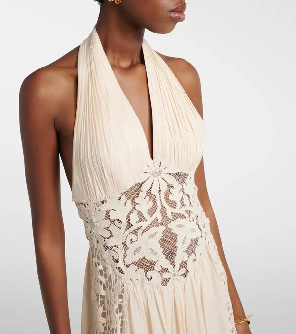 Elie Saab Georgette And Macramé Gown