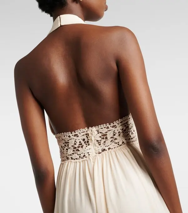 Elie Saab Georgette And Macramé Gown