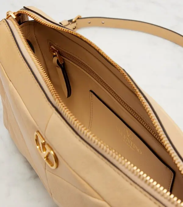 Valentino Garavani Panthea Small Leather Crossbody Bag - Beige