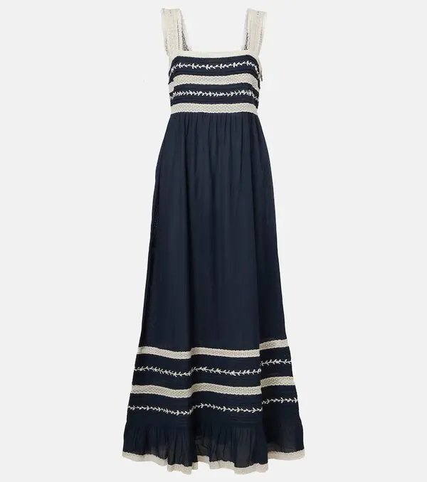 Rixo Malie Embroidered Midi Dress - Blue