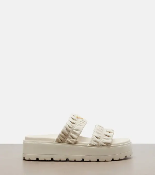 Prada Matelassé Leather Platform Sandals - White