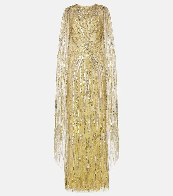 Jenny Packham Elio Embellished Gown - Yellow