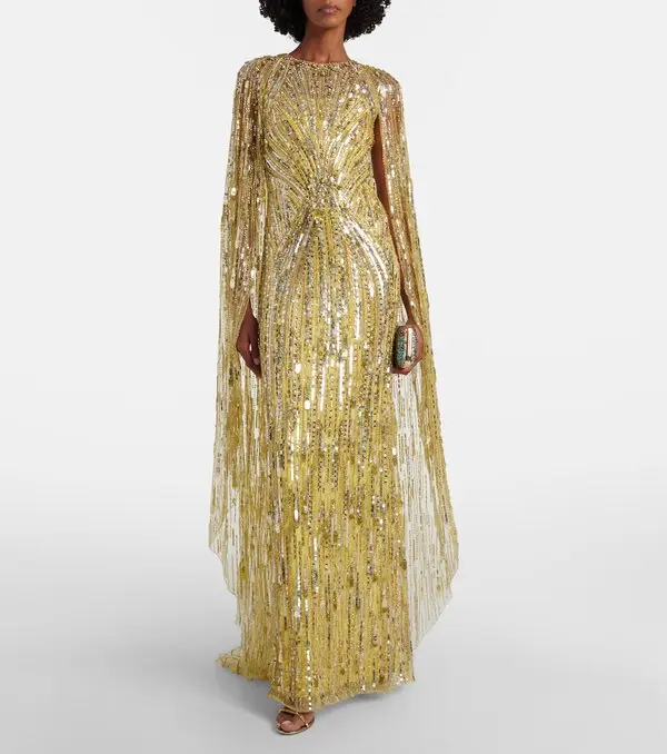Jenny Packham Elio Embellished Gown - Yellow