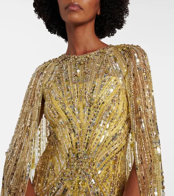 Jenny Packham Elio Embellished Gown - Yellow