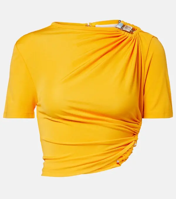 Christopher Esber Bezel Quartz Gathered Jersey T-shirt - Orange