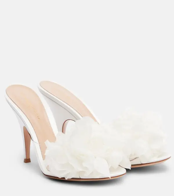 GIANVITO ROSSI Floral-appliqué Pvc Mules - White