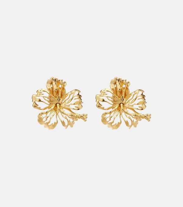Oscar De La Renta Hibiscus Clip-on Earrings - Gold
