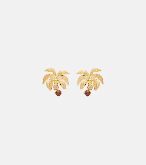 Oscar De La Renta Palm Tree Embellished Earrings - Gold