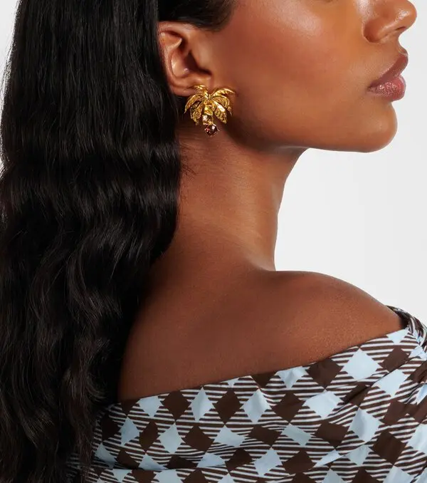 Oscar De La Renta Palm Tree Embellished Earrings
