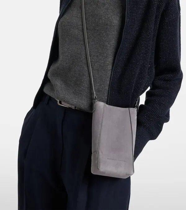 Brunello Cucinelli Monili Suede Crossbody Bag