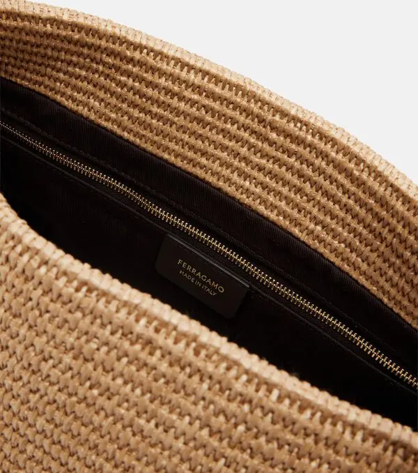 FERRAGAMO Medium Raffia Shoulder Bag