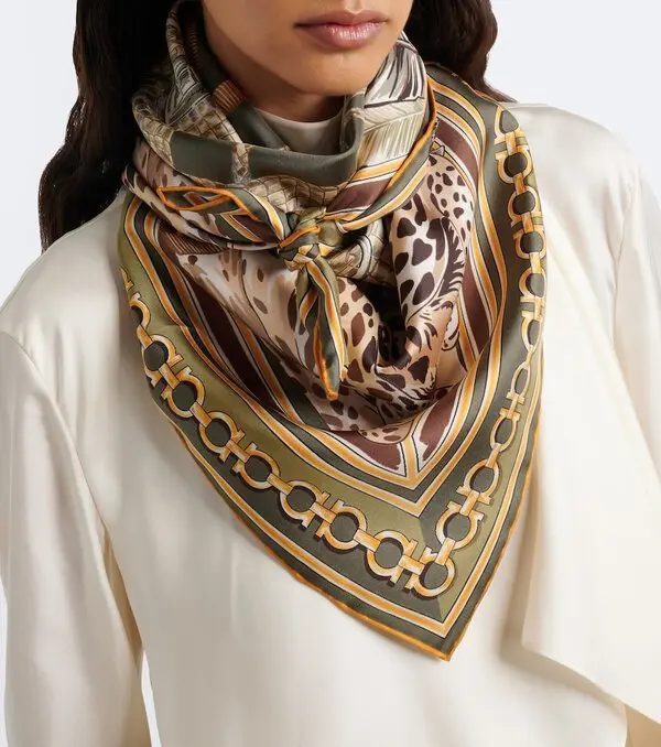 FERRAGAMO Printed Silk Scarf