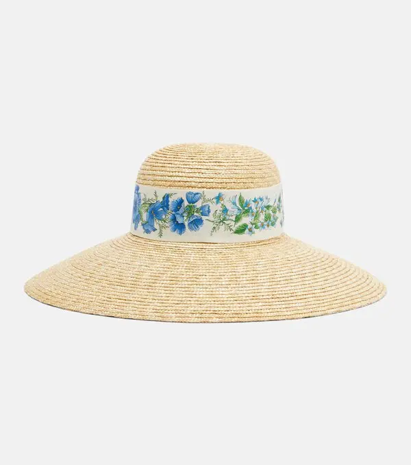 FERRAGAMO Raffia Sun Hat With Scarf Detail - Beige