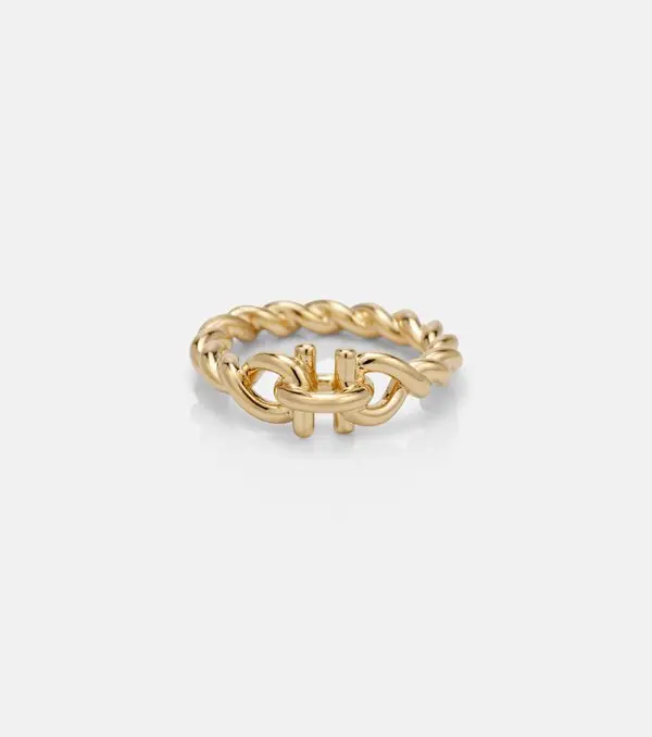 FERRAGAMO Twisted Gancini Ring In -plated Brass - Gold