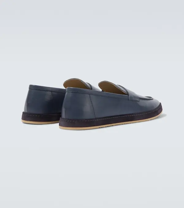 Brunello Cucinelli Leather Penny Loafers - Blue