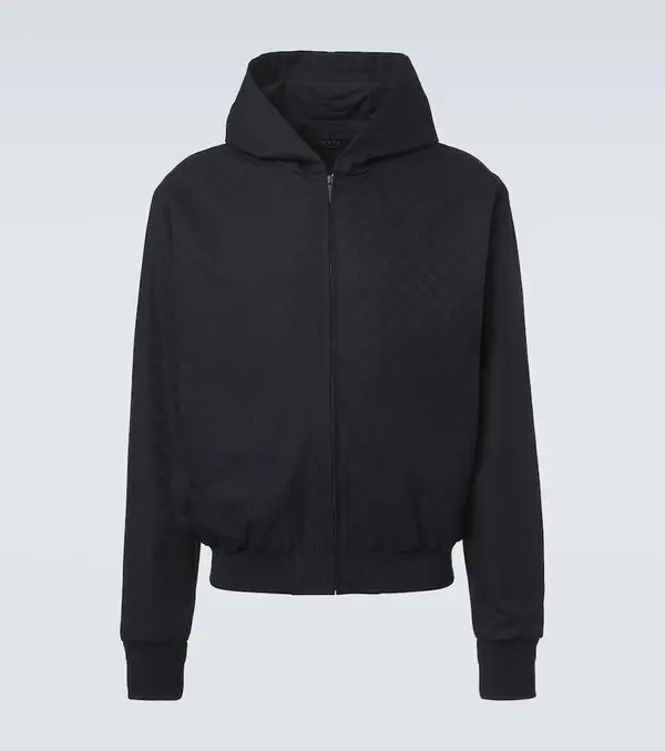 Gucci Gg Jacquard Hooded Cotton Jacket
