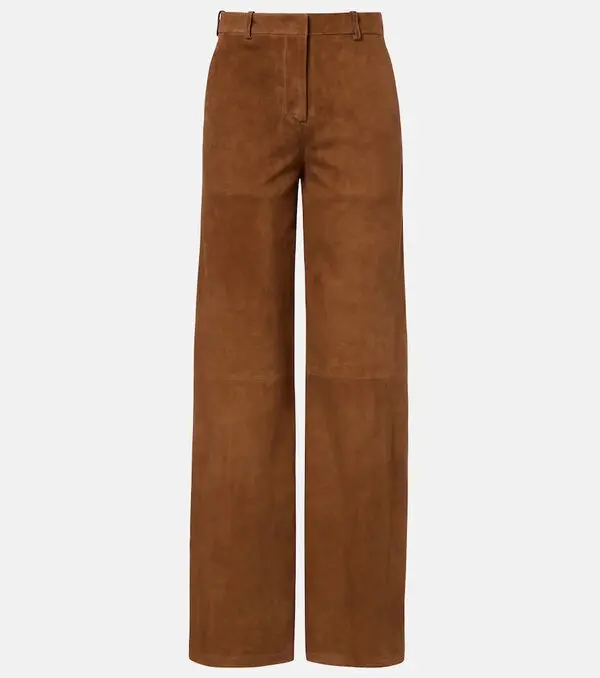Nour Hammour Suede Wide-leg Pants