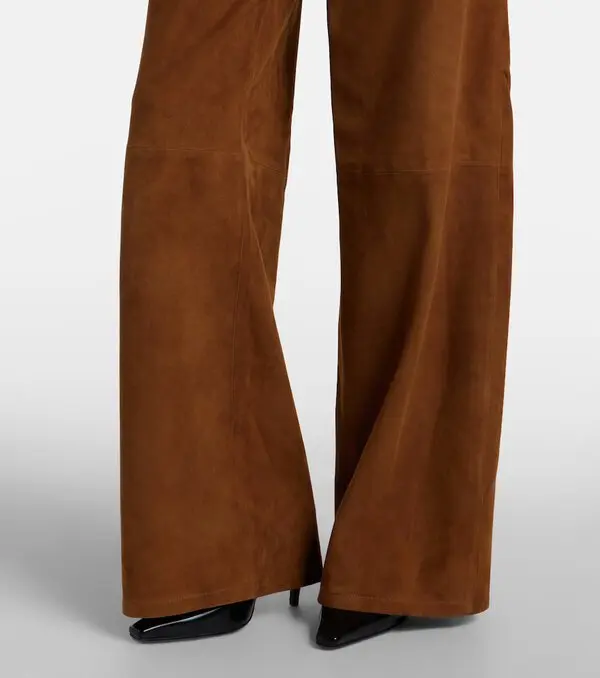 Nour Hammour Suede Wide-leg Pants