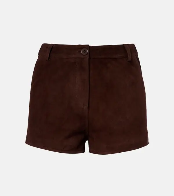 Nour Hammour Leontine Suede Shorts - Brown
