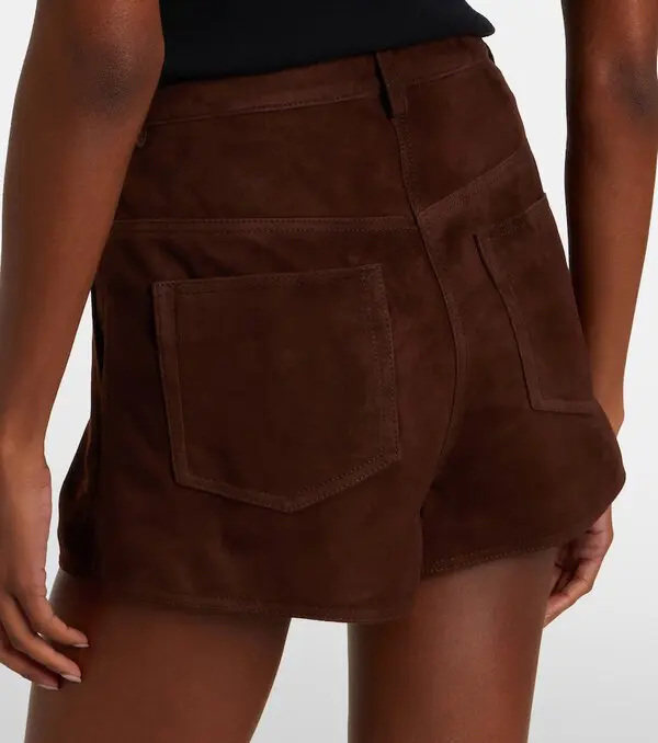 Nour Hammour Leontine Suede Shorts - Brown