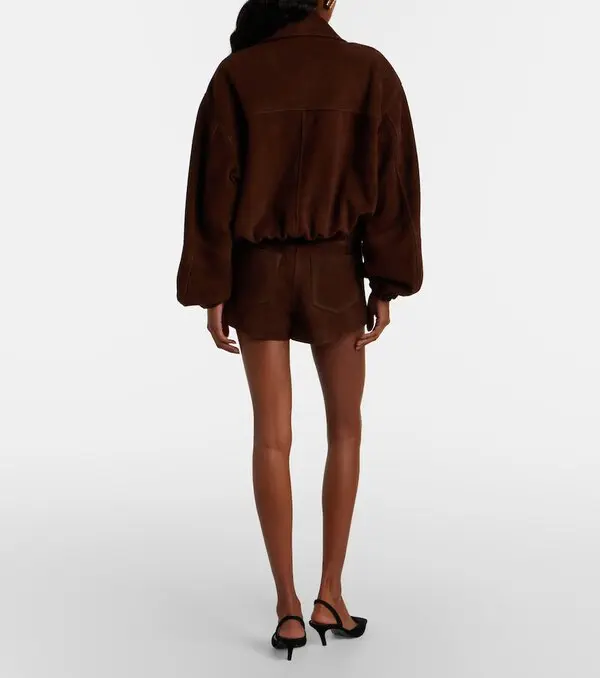 Nour Hammour Leontine Suede Shorts - Brown