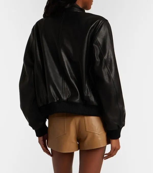 Nour Hammour Leontine Leather Shorts - Beige