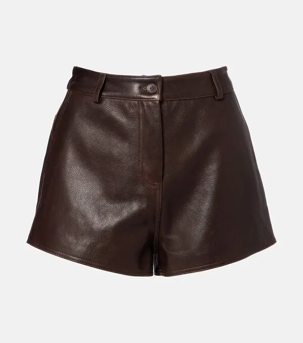 Nour Hammour Leontine Leather Shorts - Brown