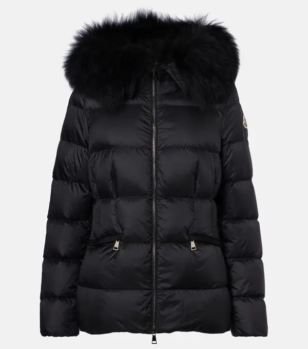 Moncler Boed Down Jacket With Shearling Trim - Black