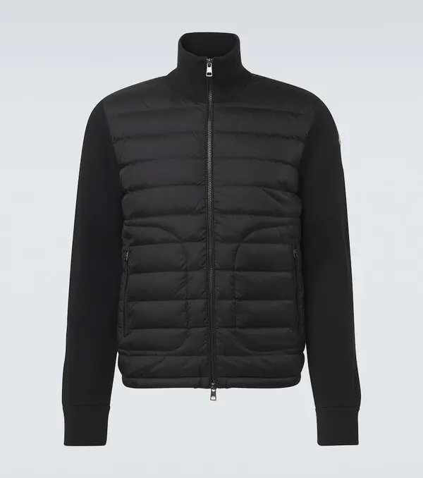 Moncler Tricot Down-paneled Wool-blend Cardigan - Black